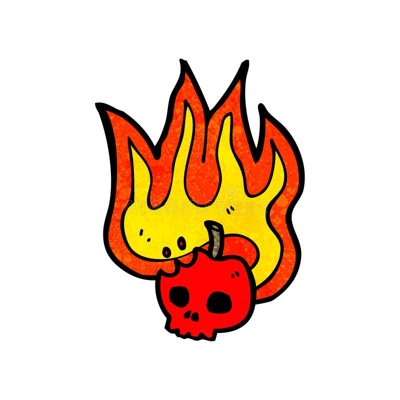 Flaming Apple Skull Cartoon Stock Vector - Illustration of apple, clip ...