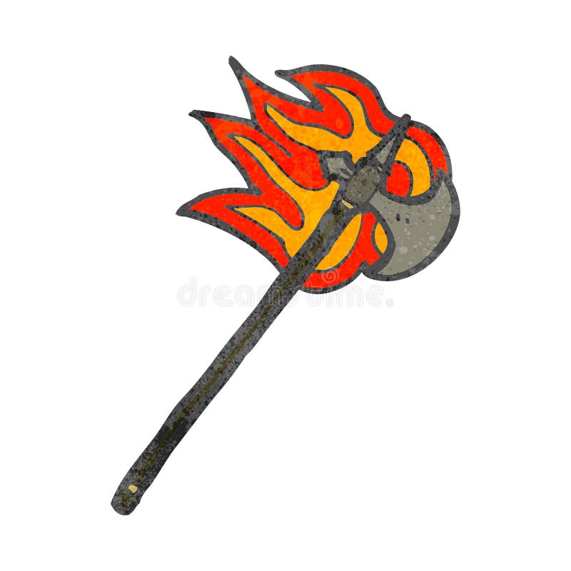 Flaming axe cartoon stock vector. Illustration of cute - 37578282