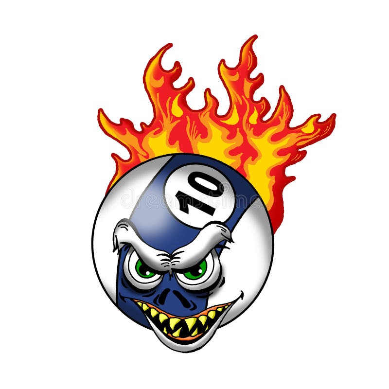 Billiards Clip Art, Flaming Monster 10 Pool Ball. Stock Image ...