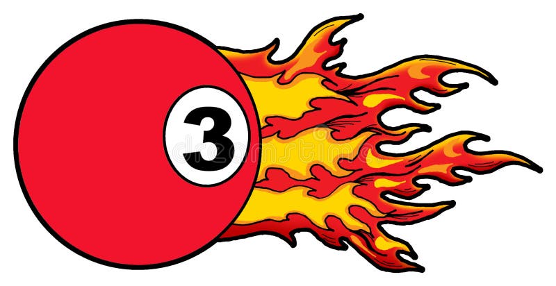 Flaming 3 Pool Ball Cartoon Illustration. Stock Photo - Illustration of ...