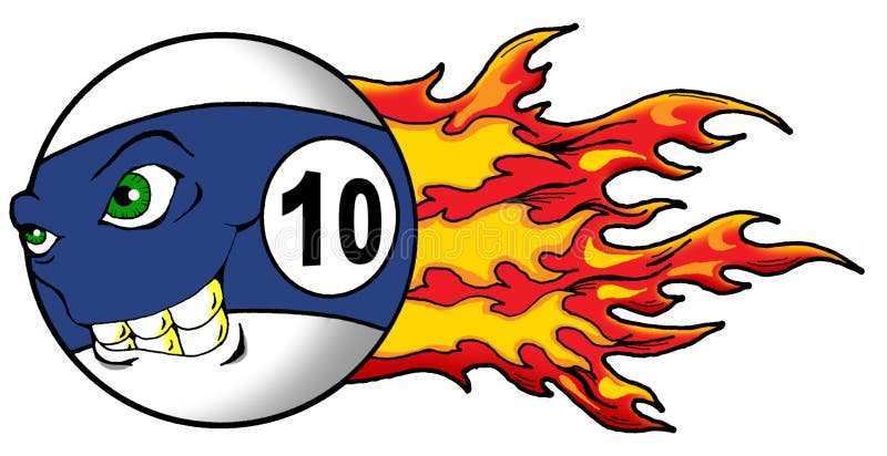 Flaming Monster 10 Pool Ball Cartoon Illustration. Stock Photo ...