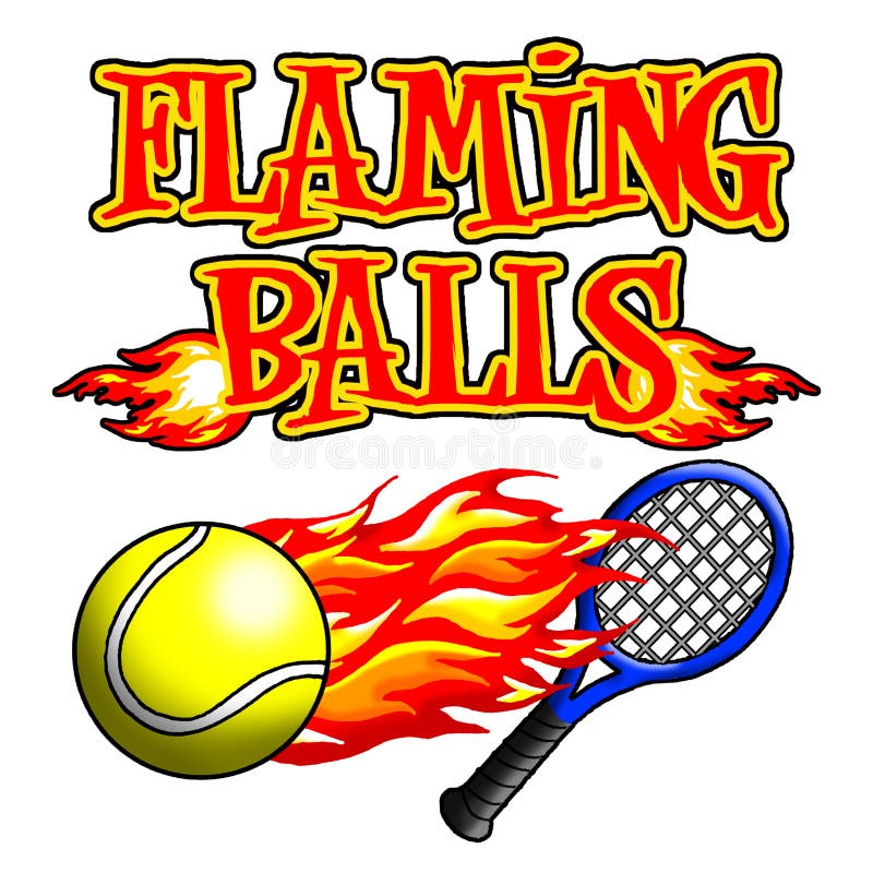 Flaming Balls Tennis Ball Logo. Stock Photo - Illustration of cartoon, tennis: 375853604