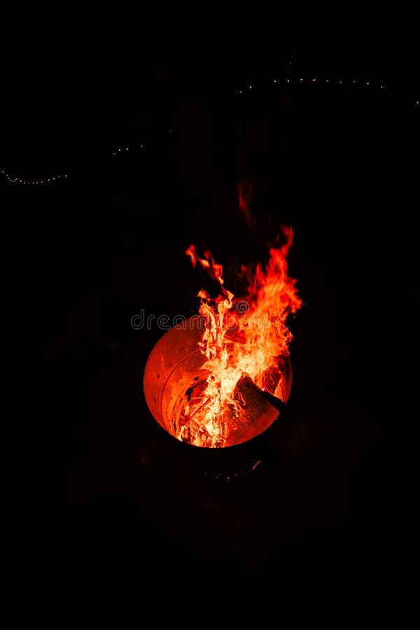 Flaming Barrel with Burning Wood Glowing Red Stock Image - Image of ...