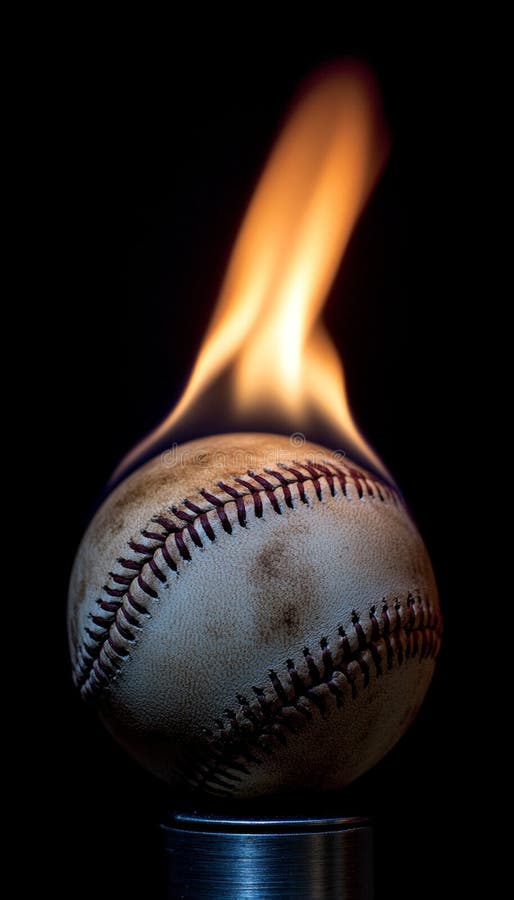 Flaming Baseball a Detailed Depiction of a Burning Baseball Against a ...