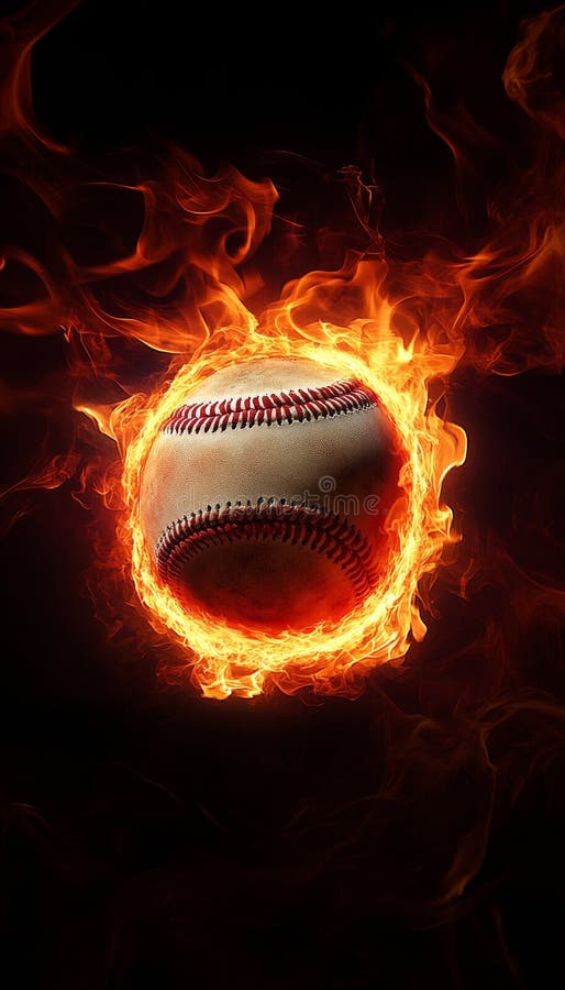 Flaming Baseball a Still Shot of a Spinning Baseball Engulfed in Flames ...