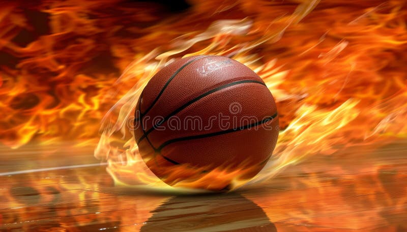 Flaming Basketball Surrounded by Fire, Symbolizing Danger and ...