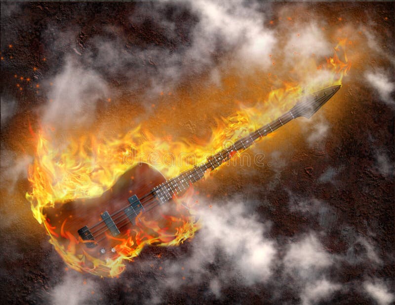 Fire guitar stock illustration. Illustration of conceptual - 22950473