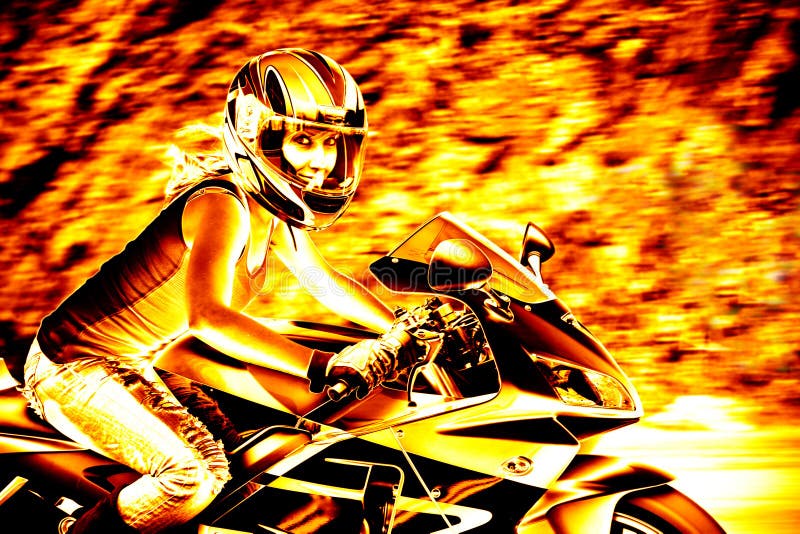Fire biker stock illustration. Illustration of frighten - 17907884