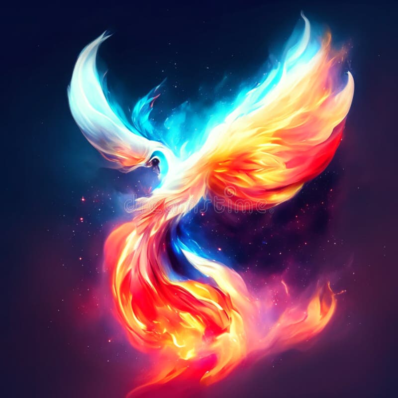 Flaming Bird with Wings on Fire Background. Vector Illustration AI ...