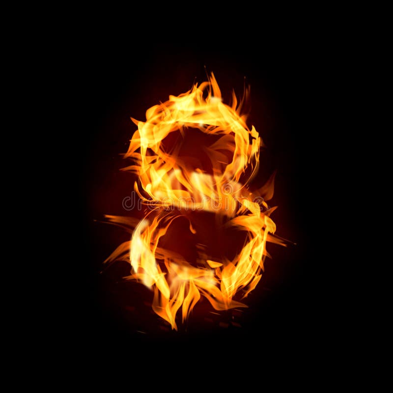 Flaming 4 on Black Background. Stylized Number Design Stock ...