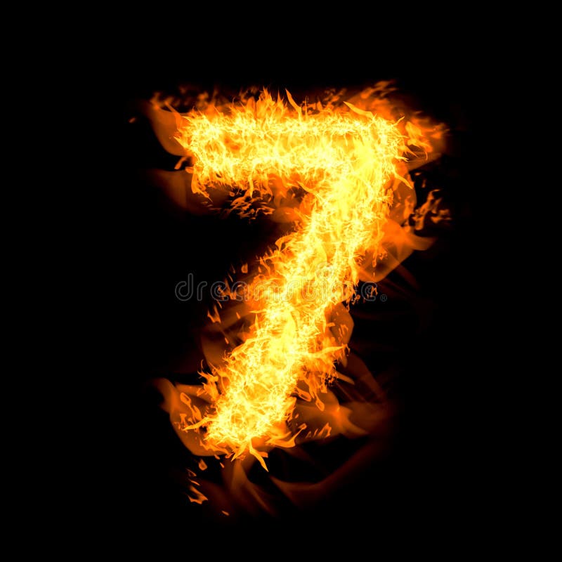 Flaming 8 on Black Background. Stylized Number Design Stock ...
