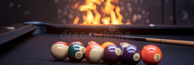 Flaming Black Eightball Pool Table Stock Illustration - Illustration of ...