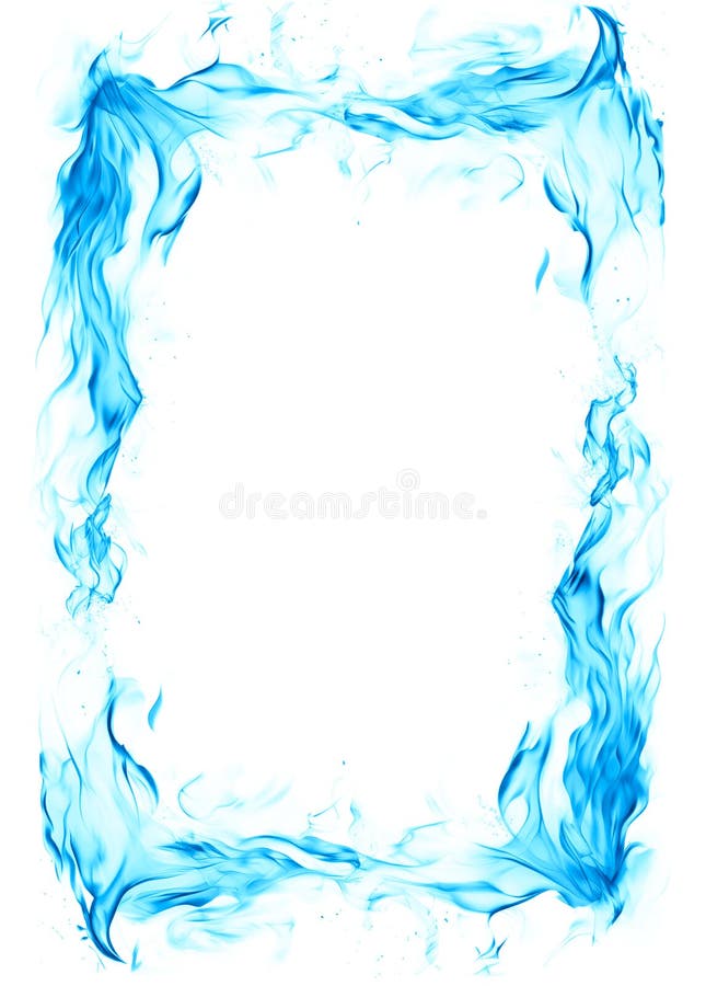 Flaming Blue Fire Frame Set Against a White Background. Magic Glow ...