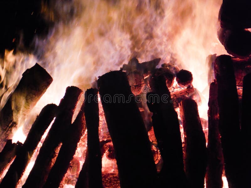 Flaming Bonfire close up stock photo. Image of ceremony - 84076400