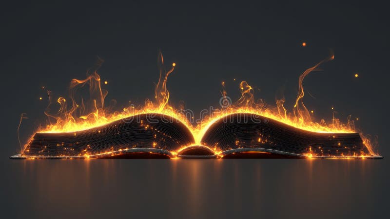 A Flaming Book with Its Pages Exposed, Embodying the Potent Combination ...