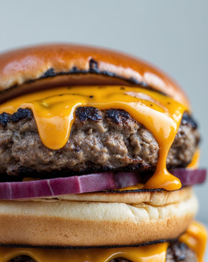 Flaming Burger with Melted Cheese and Vibrant Colors Stock Photo ...