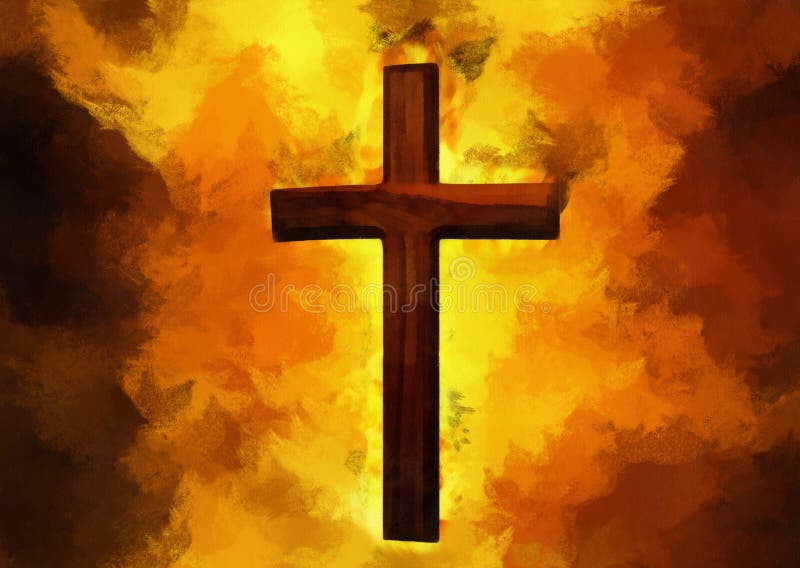 Burning fire cross stock vector. Illustration of burning - 24177337