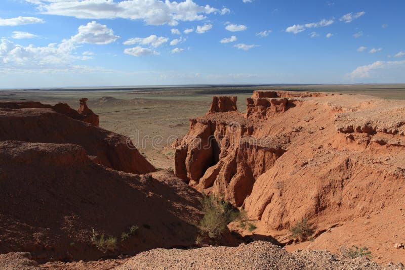 Bayanzag Flaming Cliffs Gobi Desert Mongolia Plain Stock Image - Image ...