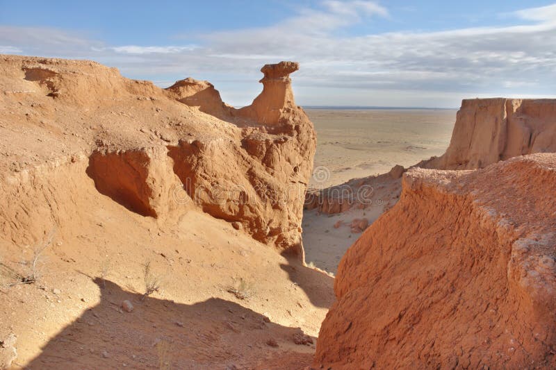 Flaming Cliffs on the Mongolian Gobi Desert Stock Photo - Image of ...
