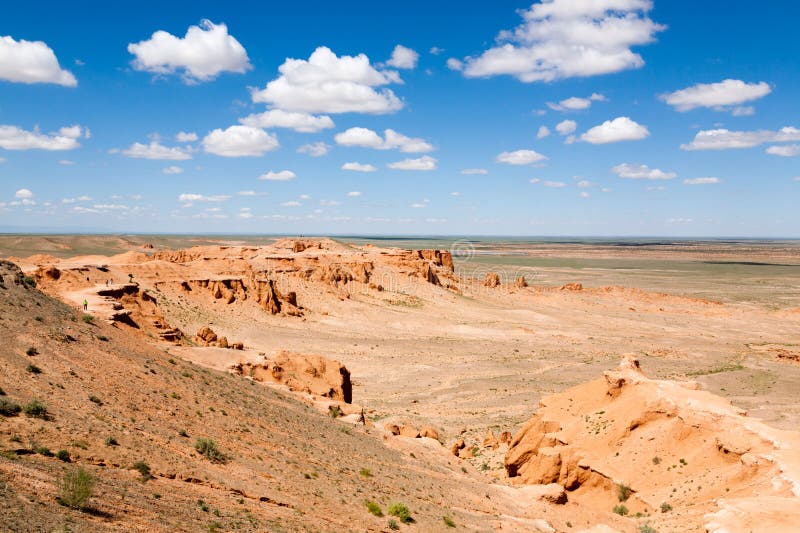Flaming Cliffs Rocks Landscape, Mongolia. Gobi Desert Stock Photo ...
