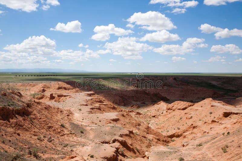 Flaming Cliffs Rocks Landscape, Mongolia. Gobi Desert Stock Photo ...