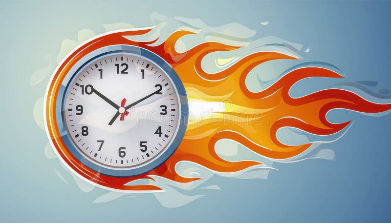 Flaming Clock Symbolizing Time Flying by Stock Illustration ...