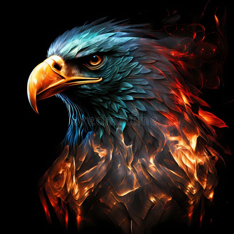Flaming Eagle Head. Generative AI Stock Illustration - Illustration of ...