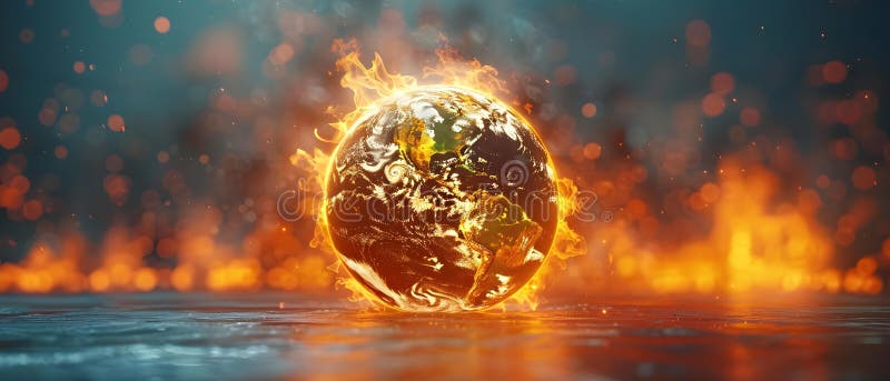 Flaming Earth - a Stark Warning of Climate Peril. Concept Climate ...