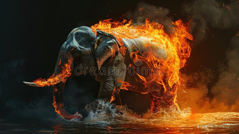 Flaming Elephant stock illustration. Illustration of icon - 302708099