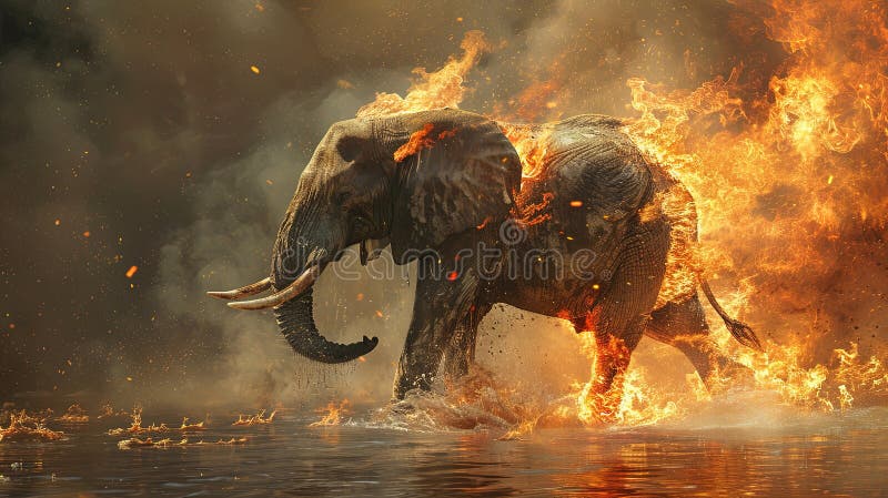Flaming Elephant stock illustration. Illustration of vibrant - 302708255