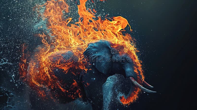 Flaming Elephant stock illustration. Illustration of symbol - 302708449