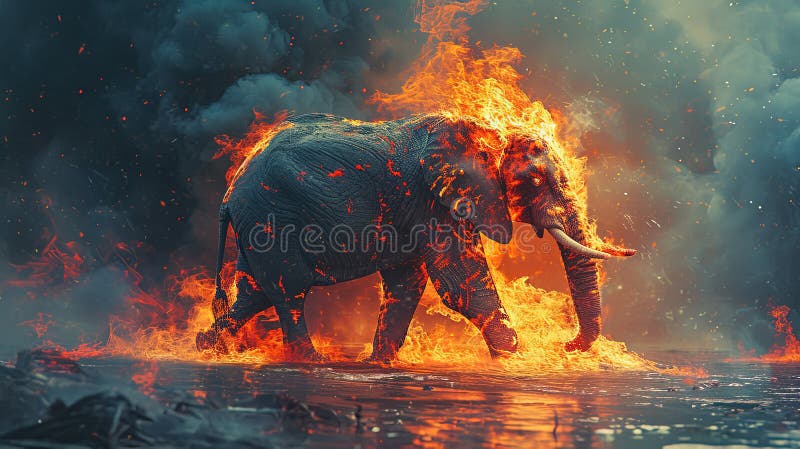 Flaming Elephant stock illustration. Illustration of cartoon - 302708508
