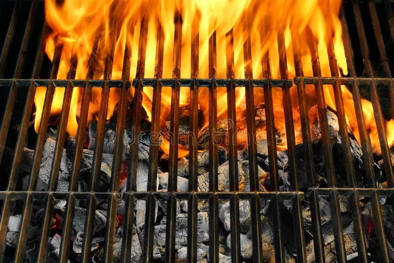 Flaming Empty BBQ Grill stock photo. Image of background - 42497584