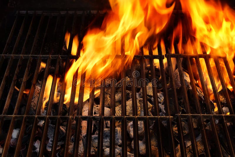 Flaming Empty BBQ Grill stock photo. Image of space, cookout - 42504122