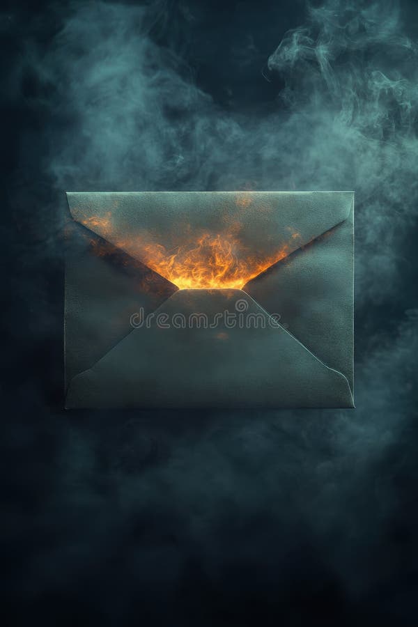 Flaming Envelope Surrounded by Smoke Representing Urgent or Critical ...