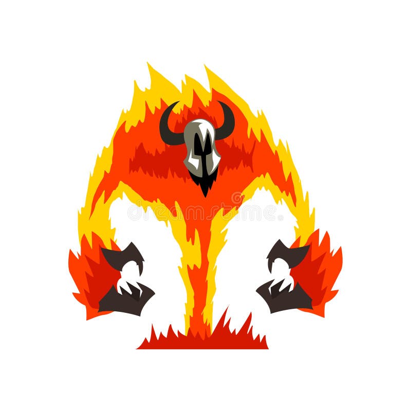 Flaming Fire Devil, Demonic Infernal Creature Cartoon Character Vector ...