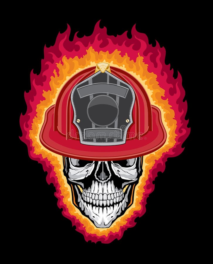 Flaming Firefighter Skull and Helmet Stock Vector - Illustration of ...