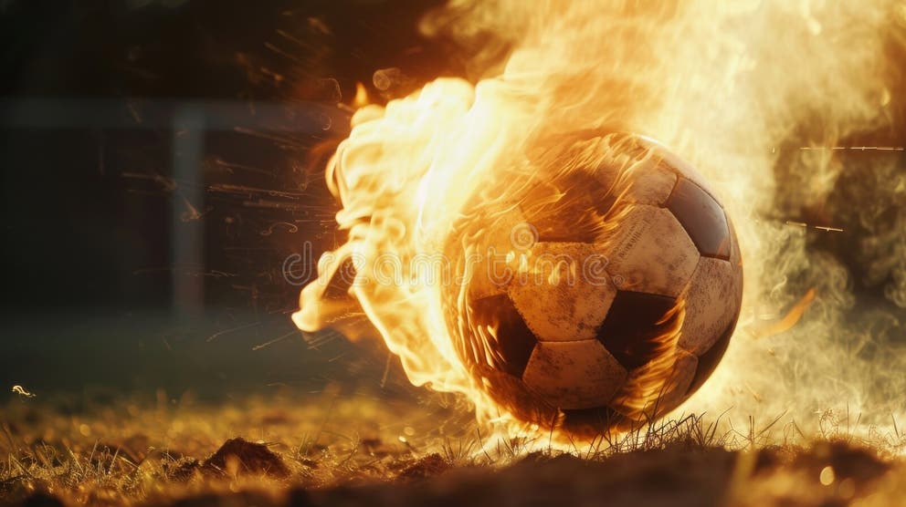 Flaming Football stock illustration. Illustration of league - 326373853
