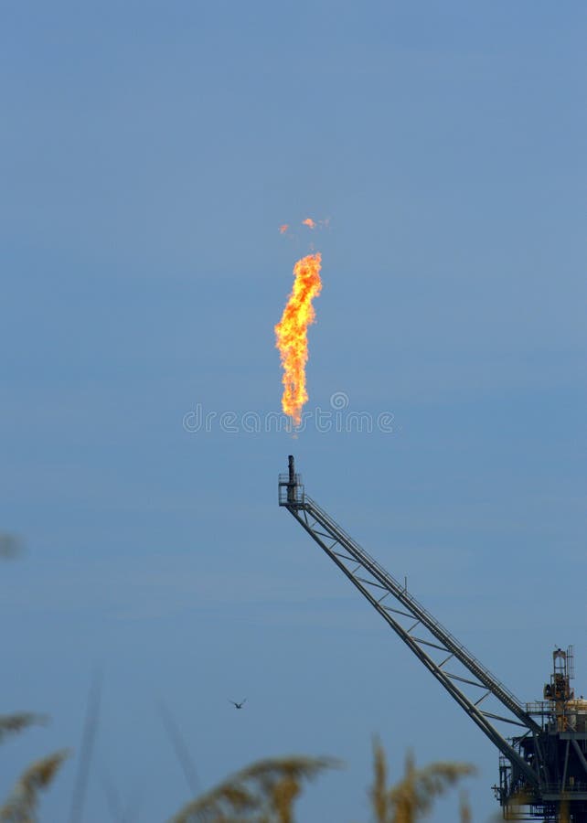 Flaming gas rig stock image. Image of fire, flame, burning - 40141353