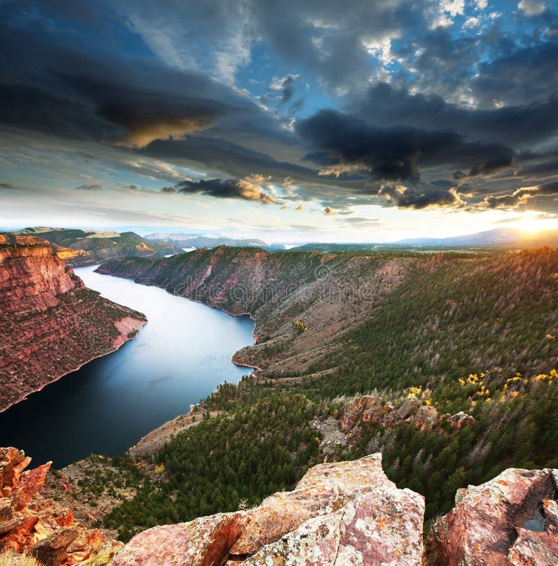 Flaming Gorge stock photo. Image of outdoors, sunset - 54169160