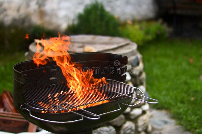 Flaming grill stock image. Image of burn, grilling, grass - 11260059
