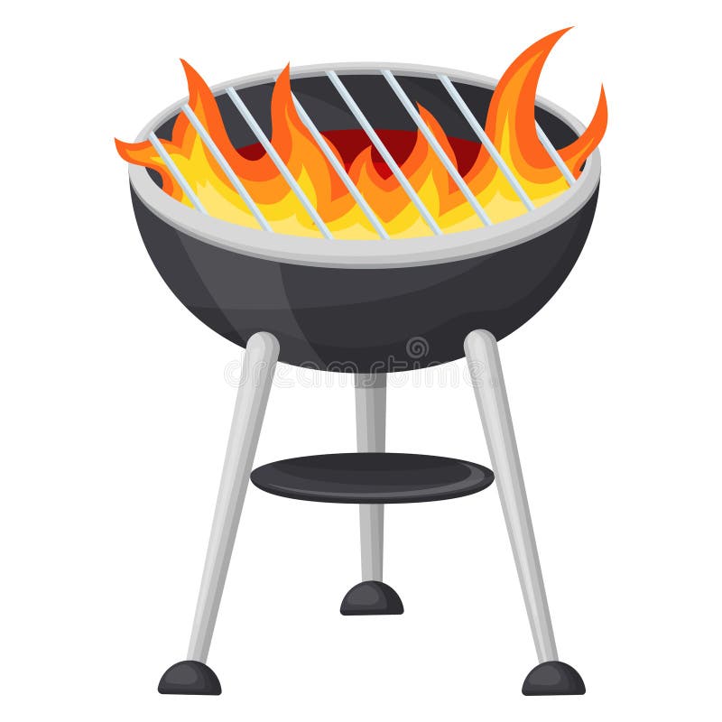 A Flaming Grill. Vector Illustration on a White Background Stock Vector ...