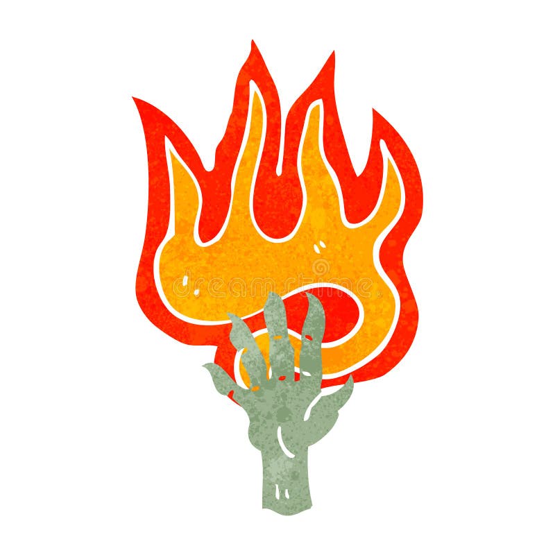 Flaming hand symbol stock vector. Illustration of cute - 37579525