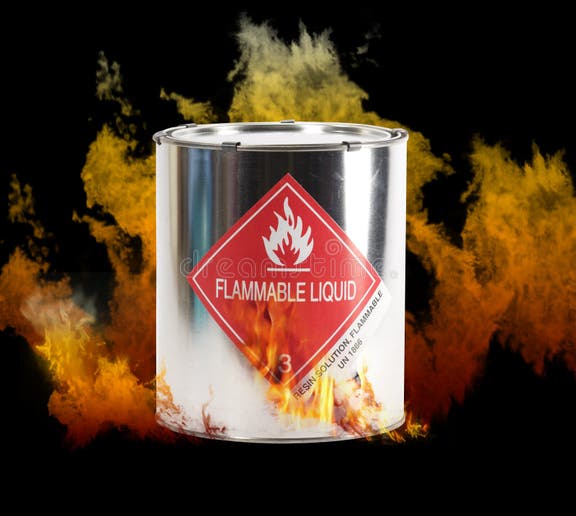 Flaming Hazardous Liquids Can Stock Photo - Image of metal, burn: 14619858