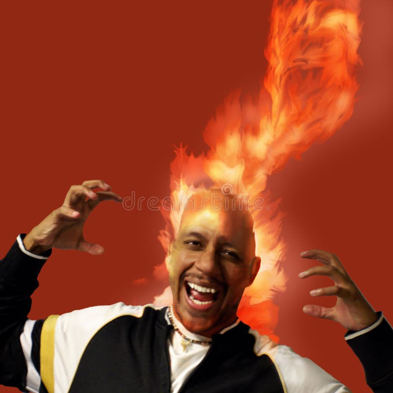 Flaming Head with Orange Smoke Stock Illustration - Illustration of ...