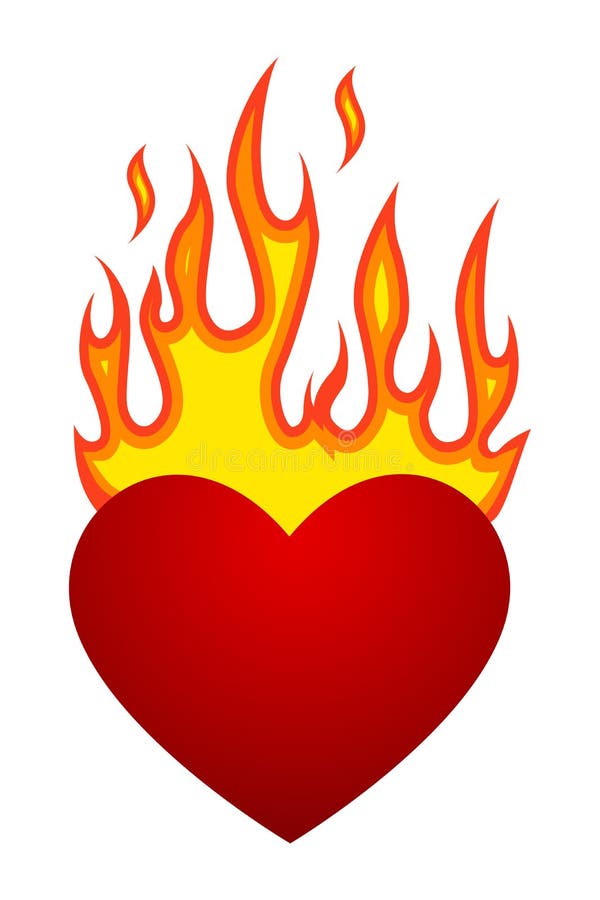 Flaming heart stock vector. Illustration of valentine - 17983614