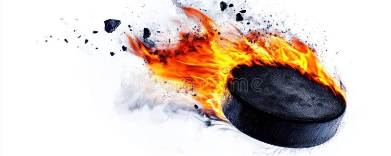 Flaming Hockey Puck in Motion Stock Illustration - Illustration of ...