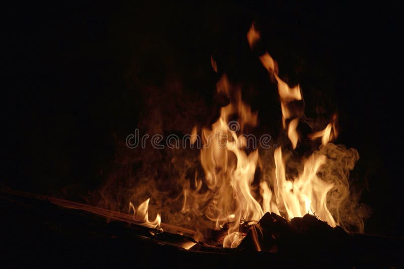Flaming Hot Bonfire at the Campsite Stock Photo - Image of font ...