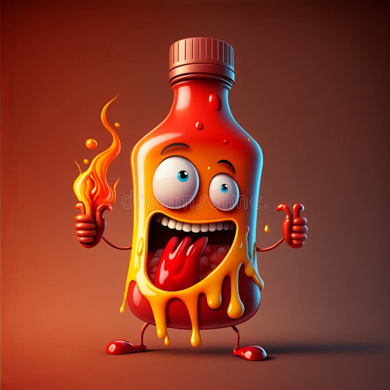Flaming Hot Sauce Bottle Character, Generative AI Stock Illustration ...