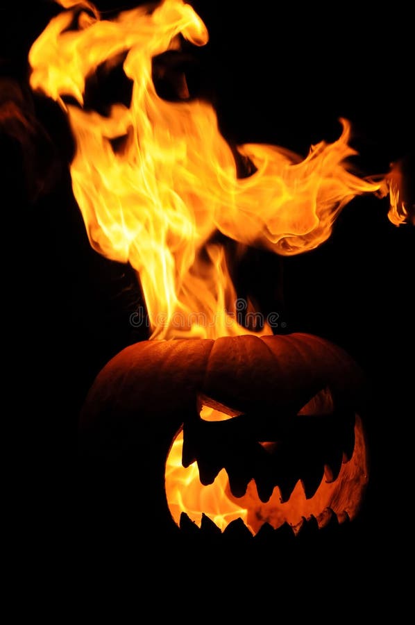 Flaming Jack O Lantern stock photo. Image of lantern, pumpkin - 6955652